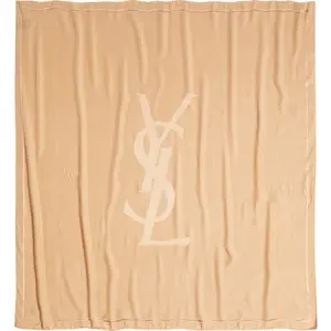 Saint Laurent Cassendre Logo Silk Square Scarf - Beige