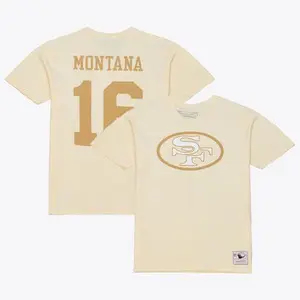 Mitchell & Ness Joe Montana San Francisco 49ers Sandman Name & Number T-shirt - Cream