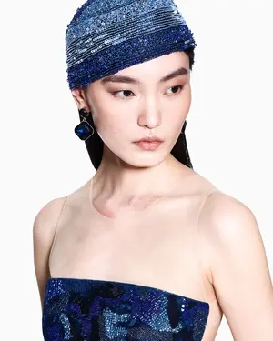 Giorgio Armani Embroidered Tulle Cap