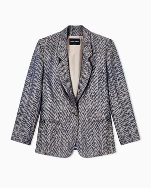 Giorgio Armani Single-breasted Viscose Jacquard Jacket - Striped