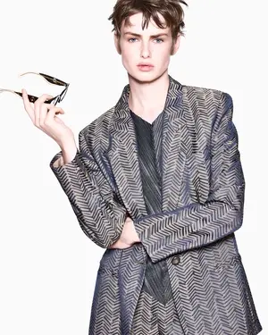 Giorgio Armani Single-breasted Viscose Jacquard Jacket - Striped