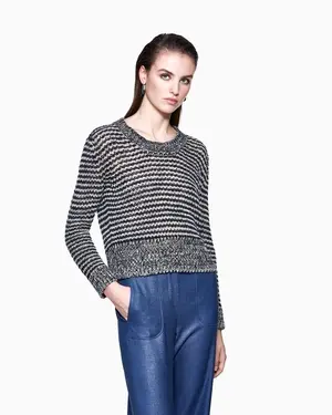 Giorgio Armani Linen-blend Crew-neck Jumper - Blue