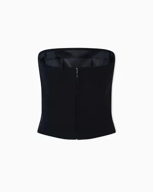 Giorgio Armani Silk Cady Bustier Top With Rose Detail - Black