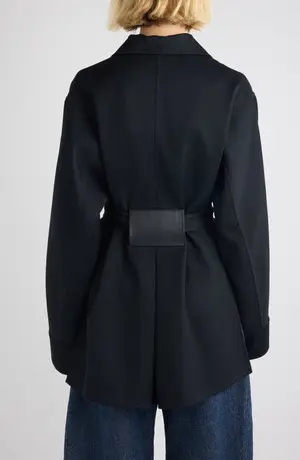 Alaïa Leather Pocket Virgin Wool Wrap Jacket