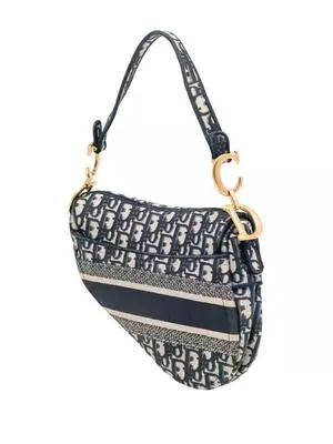 Dior 2022 Oblique Embroidered Canvas Saddle Bag