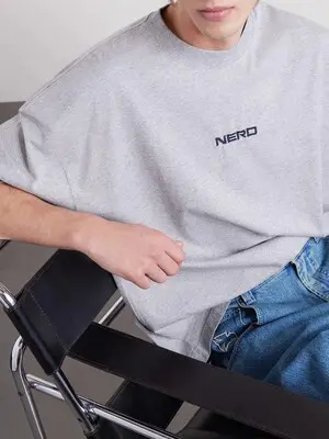 Vetements Nerd Embroidered Cotton-jersey T-shirt