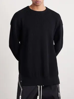 Rick Owens Jumbo Ribbed Virgin Wool Sweater - Black