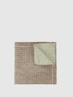 REISS Pier Silk Diamond-print Pocket Square - Light Brown