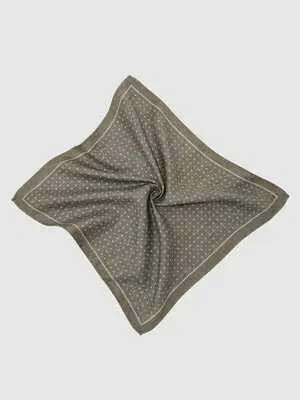 REISS Pier Silk Diamond-print Pocket Square - Sage Green