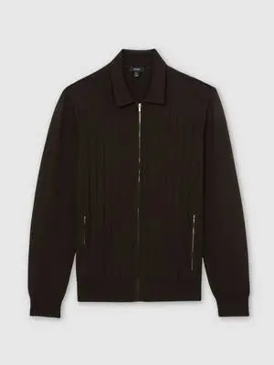 REISS Marsh Wide-rib Zip-through Cardigan