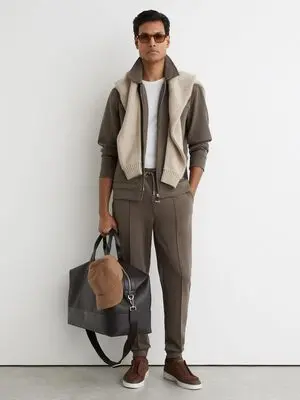 REISS Interlock Zip-through Overshirt - Light Brown