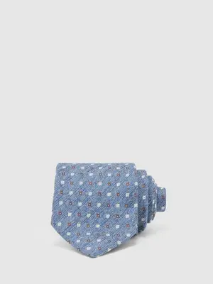 REISS Salvatore Linen-silk Blend Micro-square Tie - Airforce Blue
