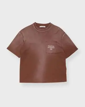 Acne Studios Short Sleeve Crewneck T-shirt With Chest Pocket - Chocolate