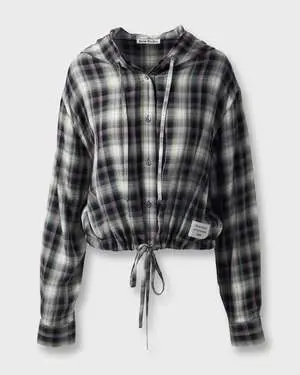 Acne Studios Hooded Check Shirt Jacket - Svart,grön