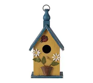GLITZHOME 12.25h Distressed Wood Cottage Gard En Birdhouse - One-color