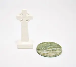 CONNEMARA MARBLE As Is Ceramic Celtric Cross With Marblebase