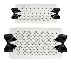 10 STRAWBERRY STREET Set Of 2 Black Bow Serving Tray - One-color