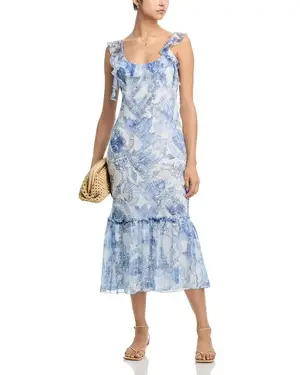 Aqua Seashell Toile Maxi Dress