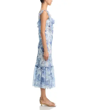 Aqua Seashell Toile Maxi Dress
