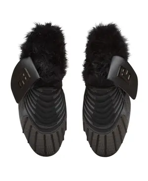 Balmain Half Time Faux Fur-lined Mules - Black