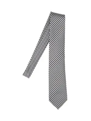 TOM FORD Prince Of Wales Houndstooth Tie - Silver