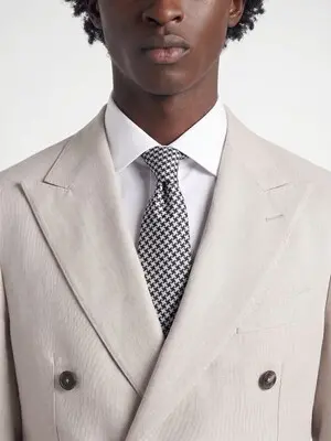 TOM FORD Prince Of Wales Houndstooth Tie - Silver