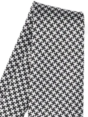 TOM FORD Prince Of Wales Houndstooth Tie - Silver