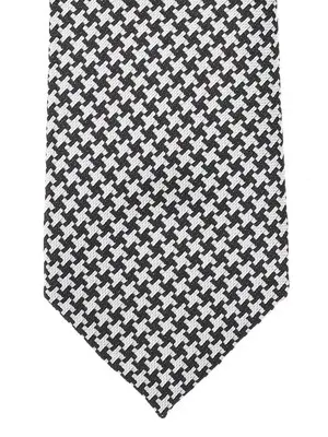 TOM FORD Prince Of Wales Houndstooth Tie - Silver
