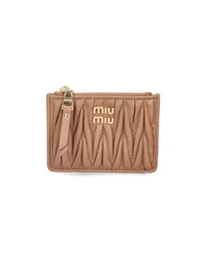 Miu Miu Matelassé Nappa Leather Card Holder - Brown