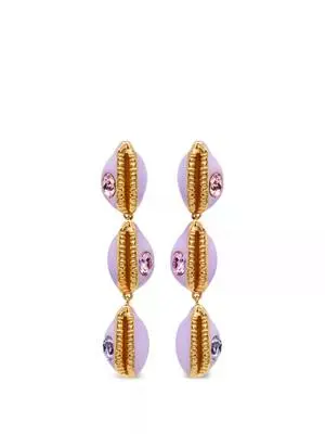 Oscar De La Renta Shell Embellished Drop Earrings - Purple