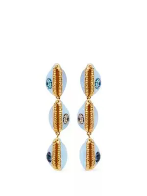 Oscar De La Renta Shell Crystal Drop Earrings - Blue