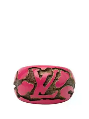 LOUIS VUITTON 2009 Lacquered Wood Leomonogram Ring - Brown