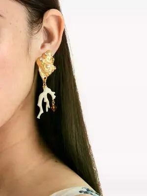 Oscar De La Renta Shell Drop Earrings - Gold