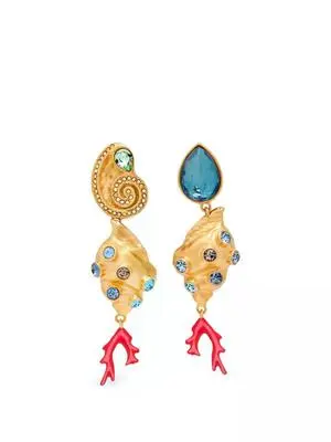 Oscar De La Renta Shell Drop Earrings - Gold