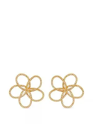 Oscar De La Renta Flower Embellished Earrings - Gold