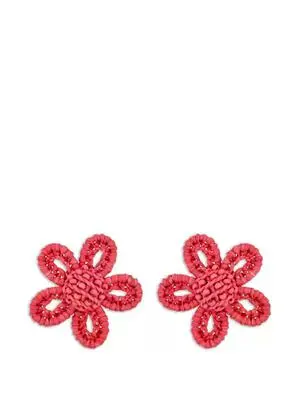 Oscar De La Renta Flower Stud Earrings - Red