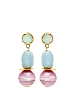 Oscar De La Renta Beaded Drop Earrings - Gold
