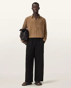 ALLSAINTS Carlyle Long Sleeve Oversized Shirt - Brown