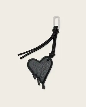 ALLSAINTS Drip Heart Leather Keyring - Black