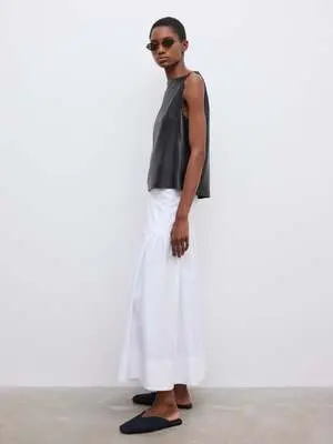 HOUSE OF DAGMAR Cotton Poplin Maxi Skirt - White