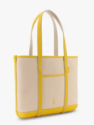 Polo Ralph Lauren Canvas Shoulder Bag With Embroidered Logo - Yellow