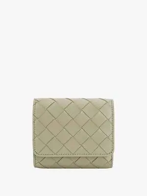 Bottega Veneta Leather Wallet With Intrecciato Motif - Green