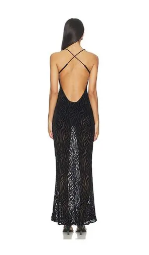GUIZIO Burnout Velvet Maxi Dress