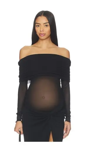 BUMPSUIT Off The Shoulder Soft Mesh Top - Black