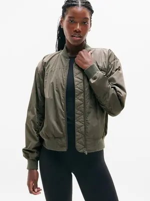 Athleta Citybound Bomber Jacket - Mountain Olive