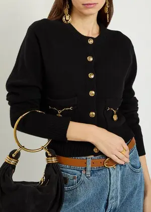 Chloé Embellished-pocket Wool And Cashmere-blend Cardigan