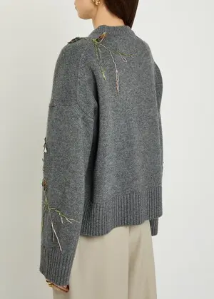 Simkhai Dawna Floral-embellished Wool-blend Jumper