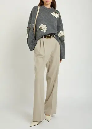 Simkhai Dawna Floral-embellished Wool-blend Jumper