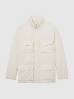 REISS Cotton-blend Padded Four-pocket Jacket - Stone