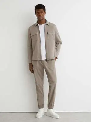 REISS Ascend Technical Cuffed Trousers - Taupe Brown